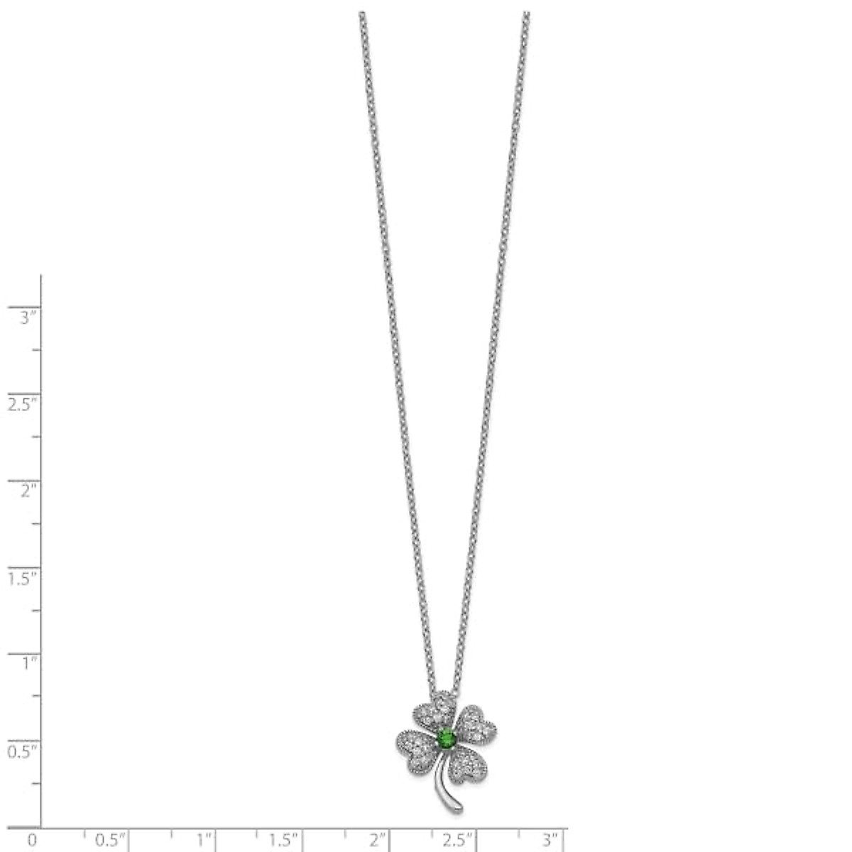 IceCarats 925 Sterling Silver Green Glass White Cubic Zirconia CZ 4 Leaf Lucky Clover Shamrock Flower Necklace 15 inch Chain