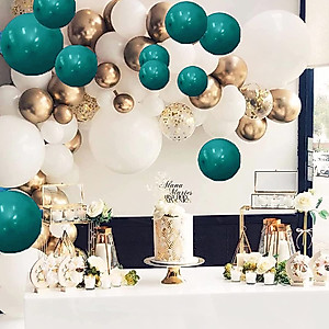 Teal White Gold Balloons Teal White Gold Birthday Decorations Women 15pcs Balloons Teal Gold Bridal Shower Decorations/Turquoise Gold Wedding Decorations