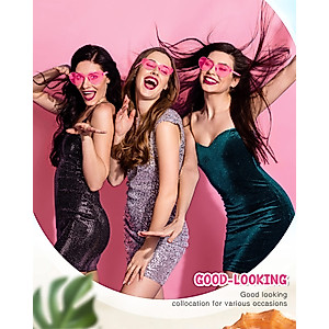 Chicpop 4 Pairs Heart Sunglasses for Women Heart Glasses Rimless Heart Shaped Sunglasses Fun Party Decorations