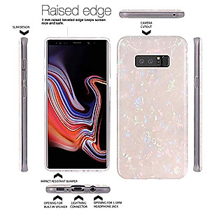 J.west Galaxy Note 8 Phone Case, Luxury Sparkle Glitter Opal Pearly Print Translucent Slim Fashion Design Soft Silicone Phone Case Cover for Girls Women for Samsung Galaxy Note 8 Colorful
