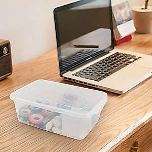 Doryh 3 Pack 6.5 Quart Lidded Storage Bins, Small Storage Totes, Clear Storage Container Box