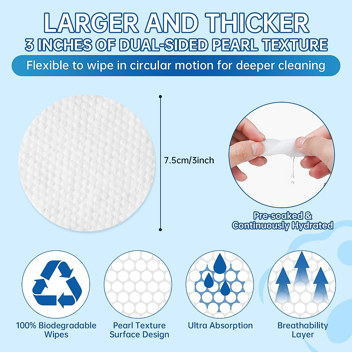 Woyamay Ear Wipes for Pet, 200PCS Pet Ear Cleaning Wipes Wash Cleaner for Dogs Cats - Ear Wipes for Dogs Cats, Remove Ear Wax Dirt Debris for Dogs Cats