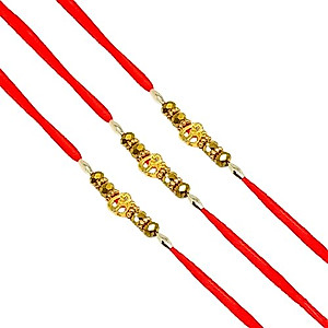 JAGMOR Set of 3 Assorted Colour Rakhi for Brothers Traditional Handmade Rakhi Set, Indian Festive Rakshabandhan Bro Bracelet Thread Rakhee Gift Set