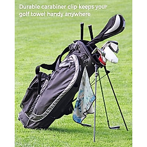 Yun Nist Golf Towel Christmas Snowman Light Ball Pine Cone,Waffle Pattern Microfiber Club Cleaner Golf Towels with Carabiner Clip for Women Men Dad,Winter Snowflake Golf Towel for Golf Bags,24x16in