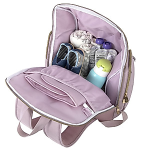 Fisher-Price Fastfinder Gemma Diaper Bag Backpack with Portable Changing Pad, Wipes Dispenser (Pink)