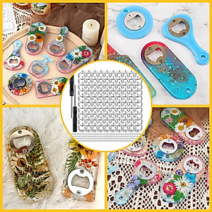 Ohiyoo 100 Set Bottle Opener Insert DIY Bottle Opener Hardware Stainless Steel Metal Bottle Opener Insert Kits Silver Resin Bottle Opener Hardware Beer Bottle Opener DIY Hardware (Silver, 100 Set)