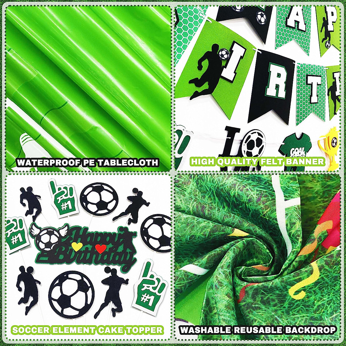 Soccer Birthday Party Decorations 87Pcs Soccer Birthday Party Supplies Including Tablecloth Backdrop Banner Cake Topper Latex Balloons Foil Balloons Decorations Kit
