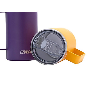 Ezprogear 32 oz Stainless Steel Coffee Mug Double Wall Vacuum Insulated Water Tumbler with Handle, Lid and Straws (32 oz, Sky Blue)