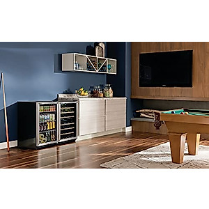 Frigidaire FRYB4623AS Beverage Center holds up to 138 12 oz. cans, Contemporary Handle Design, Electronic Temperature Control with LED Digital Display, Reversible Door Swing Option, in Silver