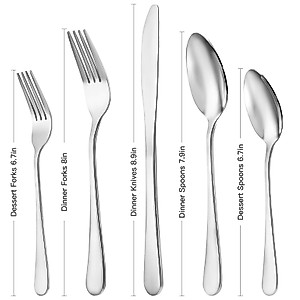 20 Piece Silverware Set Flatware Cutlery Set Stainless Steel Kitchen Utensils Service for 4, Dishwasher Safe, Mirror Polished Dinner Knife, Fork, Spoon for Home and Restaurant (Silver)