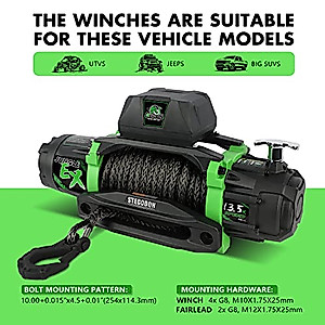 STEGODON Winch 13500 lb. Electric Winch Synthetic Rope Winch，12V Power Waterproof Winch with 2 in 1 Wireless Remote for Towing Jeep Truck Off Road (Jungle EX)