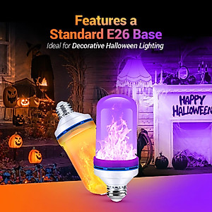 LeiNetfor Upgraded LED Flame Light Bulbs, 4-Mode Flickering Light Bulbs with Gravity Sensor, E26 Fire Light Bulb for Porch Party Patio Home Halloween Christmas Indoor Outdoor (Purple, 1)