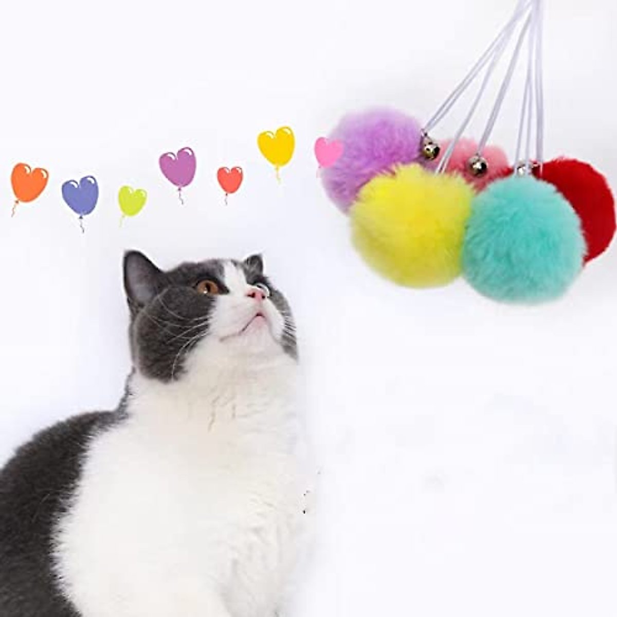 SHENGOCASE 9-Pack Replaceable Cat Dangling Toy with Bell, Cat Scratching Post Cat Tree Tower Replacement Attachment Ball Toy