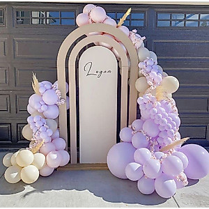 ZFUNBO Pastel Purple Balloons Garland Arch Kit 95 pcs 18/12/10/5 Inch Light Purple Balloons Different Sizes Purple Latex Balloon for Baby Shower Gender Reveal Wedding Birthday Purple Party Decorations