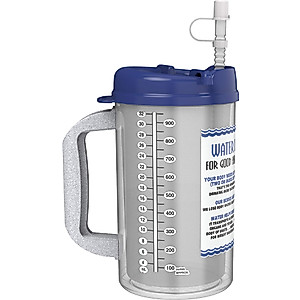 32 oz Insulated Cold Drink Hospital Mug with Blue Lid | Water Essential Travel Mug