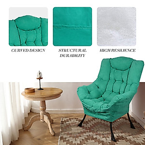 Superrella Modern Soft Accent Chair Living Room Upholstered Single Armchair High Back Lazy Sofa (Teal)