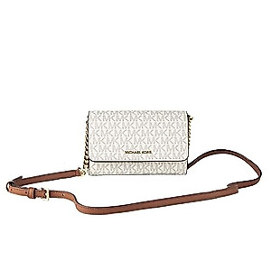 Michael Kors Women's 35F0GTVC8B Jet Set Travel Medium Multifunction Phone Xbody Crossbody Bag Wallet (Vanilla)