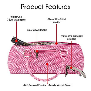Primeware Wine Clutch Bag Thermal Insulated Wine Carrier Tote Holds Red and White Wine 750 Milliliter Bottle Includes Portable Waiter Style Corkscrew