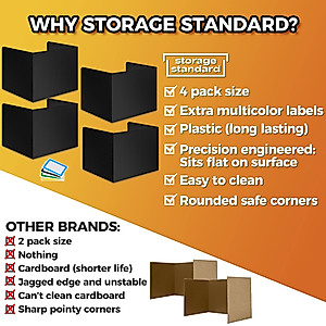 4-Pack Desk Dividers for Students - Durable & Waterproof Plastic Study Carrel Divider, Classroom Folders Teacher Supplies, Easy-to-Clean Plastic Privacy Shield Folder Boards for Student Desks, Black