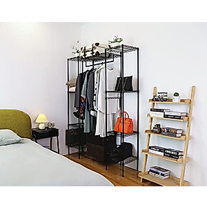 YOHKOH 4 Tiers Wire Garment Rack Heavy Duty Clothes Rack Metal Freestanding Closet for Bedroom, Cloakroom, Clothing store, Laundry room, Walk-in closet and more (63" L x 15.7" W x 78.7" H, Dark)