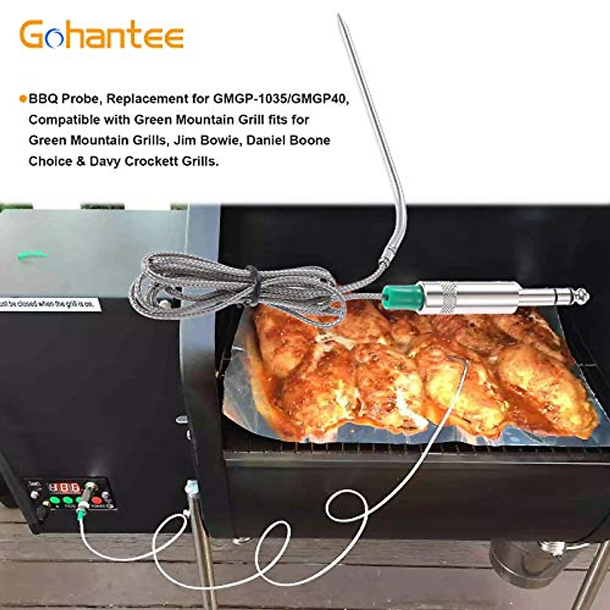 High-Temperature Meat Temperature Probe Replacement for Green Mountain Grill/GMG Pellet Grills, Compatible with Jim Bowie Daniel Boone Choice, Davy Crockett Grills GMGP-1035/GMGP40