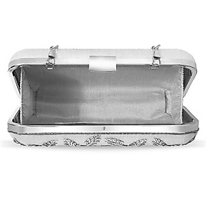 Aheli Indian Clutch Purses for Women Wedding Handmade Evening Handbags Party Bridal Clutch, Silver