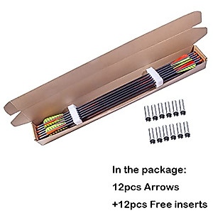 Pinals Traditional Archery 300 340 400 500 600 Spine Carbon Feather Arrows for Recurve Compound Bow Longbow Hunting Targets Arrow 12PCS 400 31"