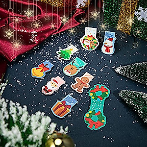 36 Pieces Christmas Magnetic Bookmarks Bulk Double Sided Page Marker Cute Santa Snowman Pattern Bookmarks Xmas Page Clips for Kids Winter Holiday School Gift