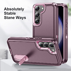 BaHaHoues Samsung Galaxy S23+ Plus Case, Shockproof/DropProof Military Grade Protective Cover with Built in Kickstand, Wireless Charging Compatible, Night Purple/Baby Pink