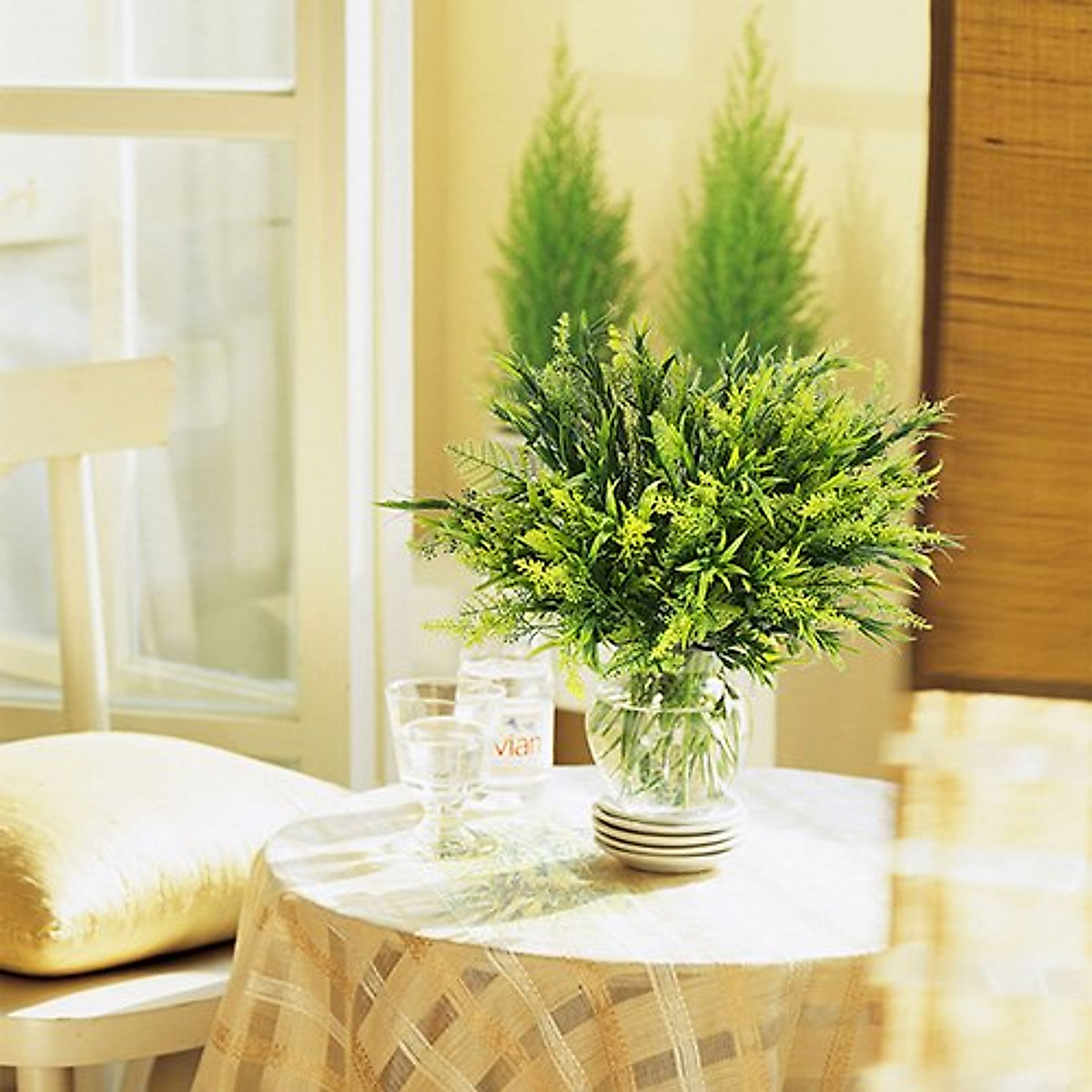 THE BLOOM TIMES Artificial Greenery Stems Pack of 6, Fake Foliage Plants Faux Flowers for Home, Wedding, Garden, Farmhouse, Garden, Patio, Indoor and Outdoor Decor in Bulk Wholesale