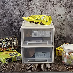 Jandson 4 Pack Stacking Storage Chest Drawer, 12 Quart Organizer Box Bin