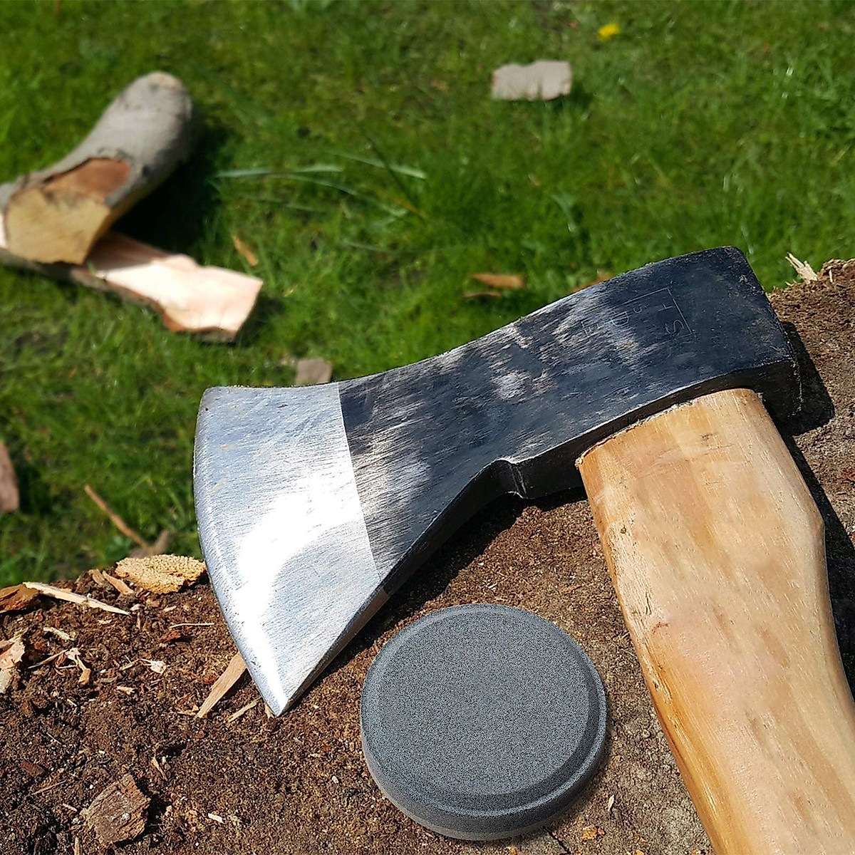 Axe File Sharpener Set, 120 and 240 Grit Multi Purpose Hatchet Axe Sharpening Stone and 7 Inch Rectangular Cut Axe File Tools, Axe Sharper Disk for Sharpening Dull, Blunt or Tired Edges