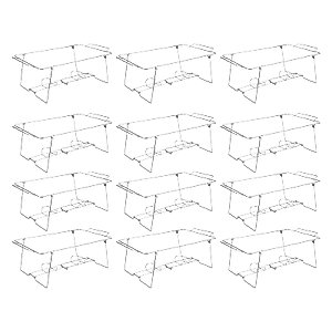 Gdrasuya10 12 Pcs Foldable Buffet Stand - Metal Chafing Rack with Wire Frame Holder - Serving Trays & Food Warmer - Catering Supplies for Wedding & Birthday Party, Silver