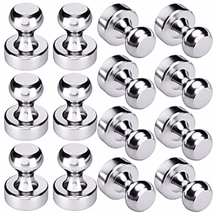 16Pcs Fridge Magnets Refrigerator Magnets, Strong Metal Magnets for Whiteboard, Magnets Fridge, Magnets for Kitchen, Office, School, Adults, Brushed Nickel