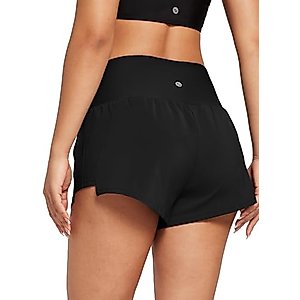 BALEAF 3" Swim Shorts Women High Waisted Board Shorts with Liner Tummy Control Cross Waist Swimsuit Bottoms Modest Black L