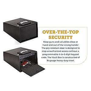 SnapSafe 1 Gun Keypad Vault – Keypad Handgun Vault Safe for Your Pistol and Valuables – 4-6 Keypad Entry with Backup Key – Black, Measures 12 (H) x 8.1 (W) x 5.25 (D) Inches – Item 75433