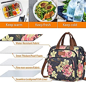 LOKASS Lunch Bag Convertible 3 in 1 Lunch Box Insulated Lunch Backpack Tote Cooler Box Large Capacity Food&Drink Container with Detachable Strap for Women office Beach (Peony)