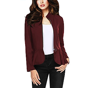 Hybrid & Company Women's Relaxed Jacket Zipper Suit Office and Parties Coat Jacket KJK1137 1012 Wine S
