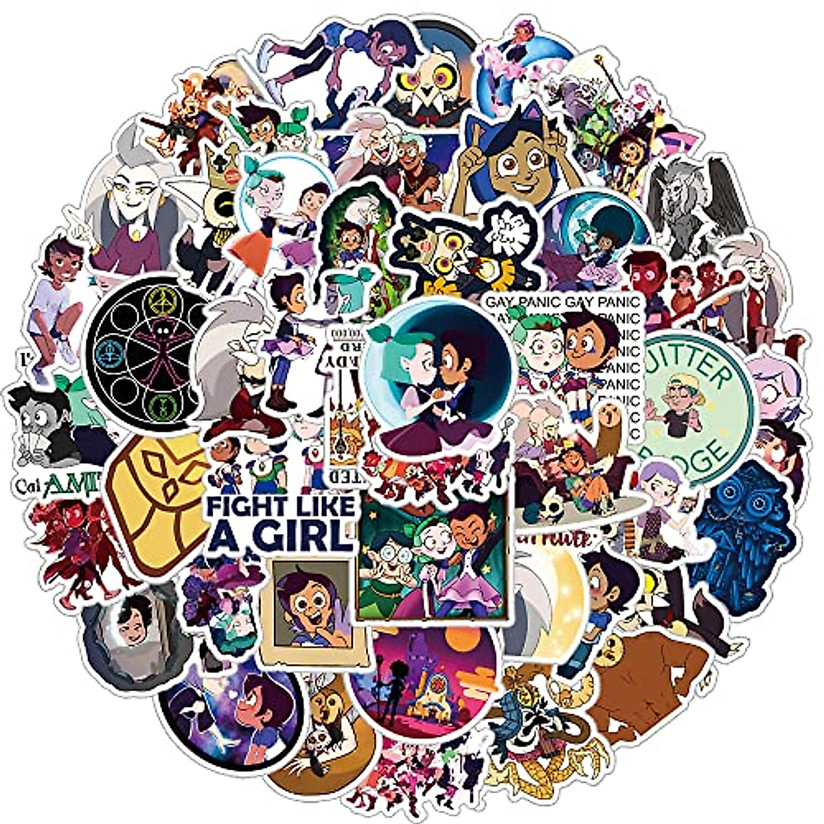 NG2D58 The owl House 50 PCS Stickers Pack Aesthetic The Vinyl Movie Colorful Waterproof for Water Bottle Laptop Bumper Car Bike Luggage Guitar Skateboard…, 2-4inch