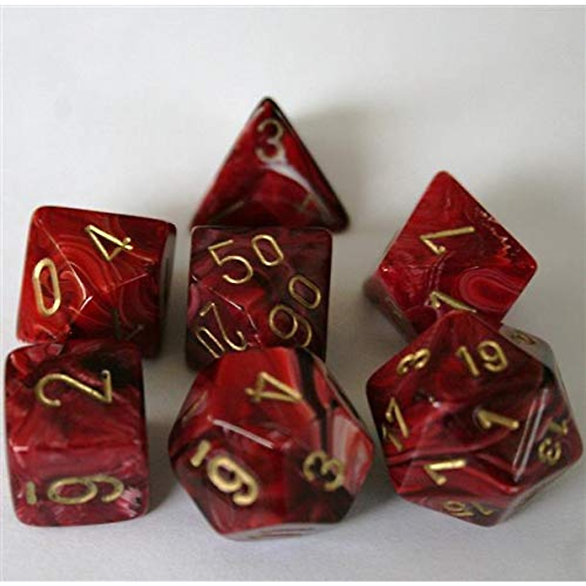 Chessex CHX27434 Dice - Vortex: 7Pc Burgundy/Gold