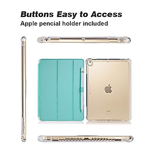 Valkit iPad Pro 9.7 Case 2016 (Old Model), Smart Slim Stand Translucent Frosted Back Cover with Pencil Holder for Apple iPad Pro 9.7 Inch (A1673 A1674 A1681) with Auto Wake/Sleep,Green