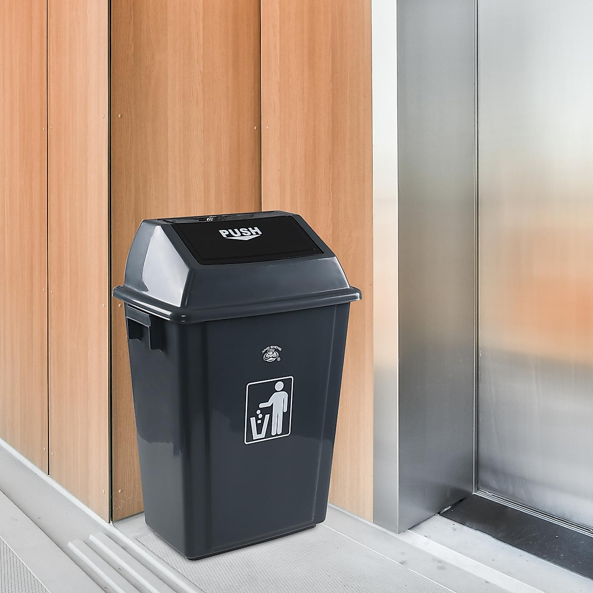 Readsky 13 Gallon Plastic Kitchen Trash Can with Swing Lid, Gray, 4 Packs