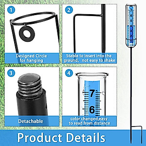 Richene Rain Gauge Upgrade, 7" Freeze-Proof Glass Rain Gauge Outdoor, Large Clear Numbers and Adjustable Height - Stylish and Practical Rain Measuring Tool for Garden, Lawn, Patio, and Farm Use