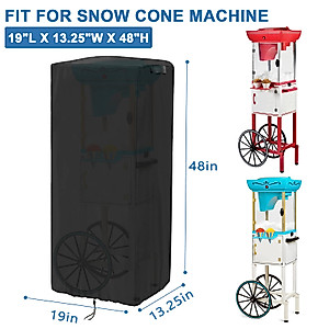 Rilime Snow Cone Machine Cover - Waterproof 420D Snowball Machine Cover,Dustproof Snowcone Machines Cover for Nostalgia with 2 Windproof Buckles & Adjustable Drawstring