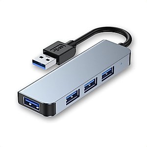 USB Hub, HILZO 4 Port Multiple USB Hub, USB 3.0, USB 2.0 Hub, Slim Portable USB Splitter, Office Accessories, Compatible with Surface, XPS, Dell, HP, Laptop, Desktop, PC, MacBook Pro Air, iMac, More
