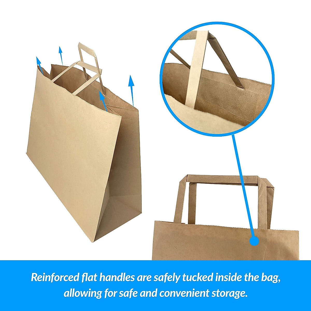 Reli. Paper Shopping Bags | 60 Pcs | Large 16"x6"x12" | Brown Paper Bags with Handles | Heavy Duty, 68 lbs Basis | Kraft Bags With Wide Base | Take Out/To Go, Retail, Shopping, Restaurant