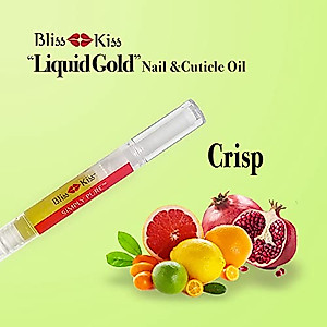 Bliss Kiss | 1 Crisp Fragrance | Nail Oil Cuticle Pen w/Vitamin E & Jojoba⏤Nail Strengthener Nail Growth Treatment for Brittle Peeling Breaking Thin Nails