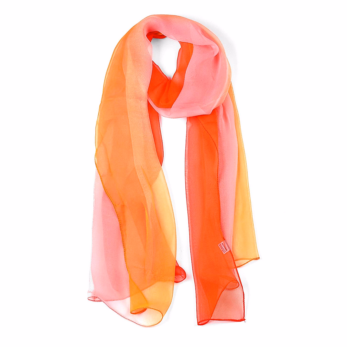 uxcell Long Chiffon Light Wedding Scarf Silky Gradient Color Party Shawl Spring Summer Beach Wrap for Women 63"x19.6" Red Orange Pink