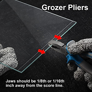 SPEEDWOX 2 Pcs Glass Running Pliers and Breaker Grozer Pliers Set Professional Glass Grozing Pliers with 2 Pair of Rubber Tips Key Fob Pliers for Stained Glass Work Mosaics Breaking Tool