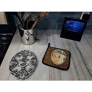 Caroline's Treasures SS8974PTHD Golden Retriever Pair of Pot Holders Kitchen Heat Resistant Pot Holders Sets Oven Hot Pads for Cooking Baking BBQ, 7 1/2 x 7 1/2